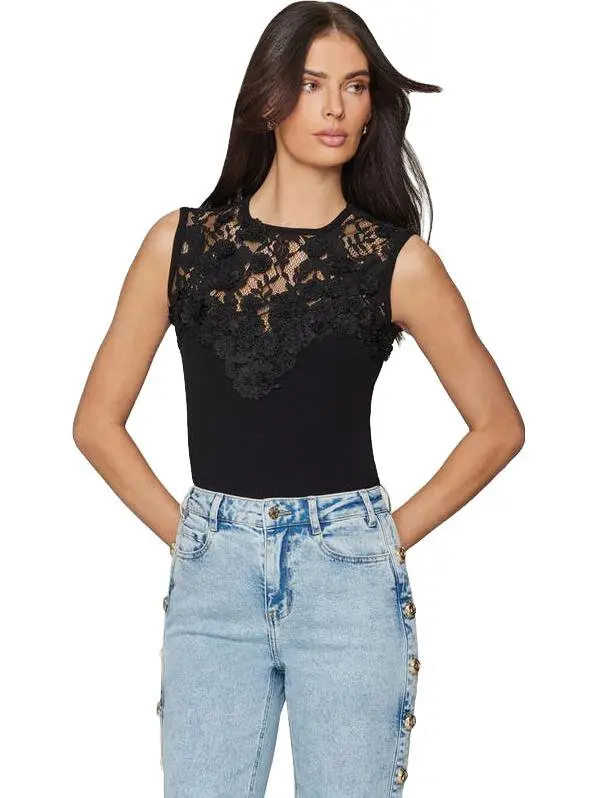 Generation Love Trina 3d Lace Sleeveless Top - Black