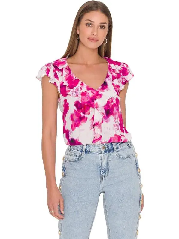 Generation Love Everheart Georgette Blouse - Blurry Floral Wh/pk