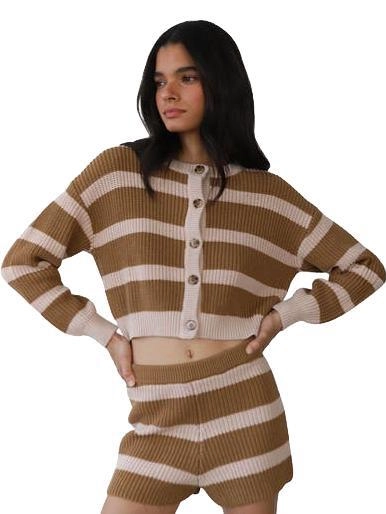 Callahan Fiona Striped Cardigan - Ginger Root