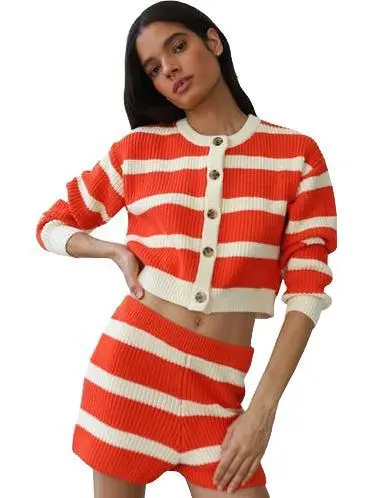 Callahan Fiona Striped Cardigan - Poppy