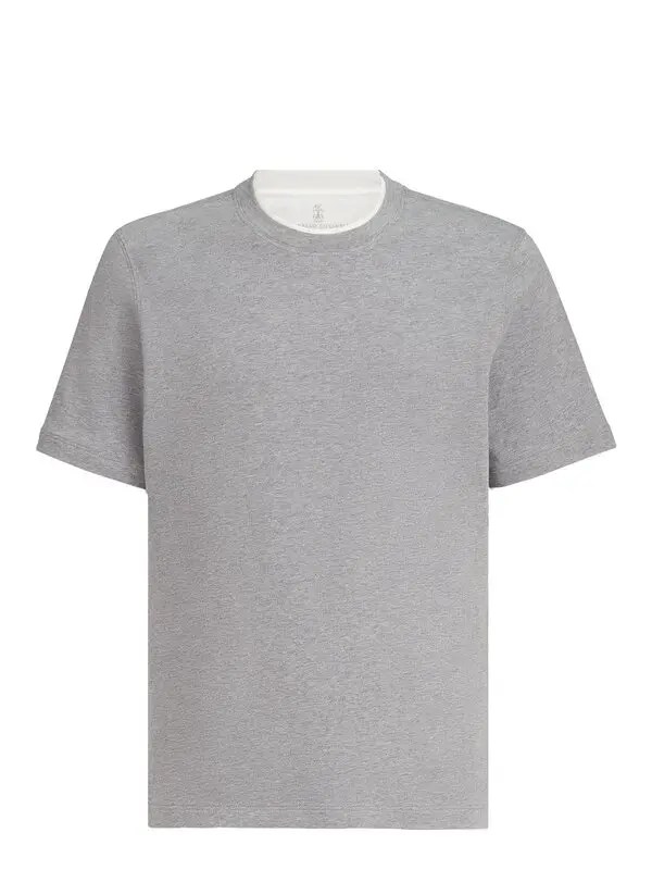 Brunello Cucinelli T-shirt With Faux-layering - Grey