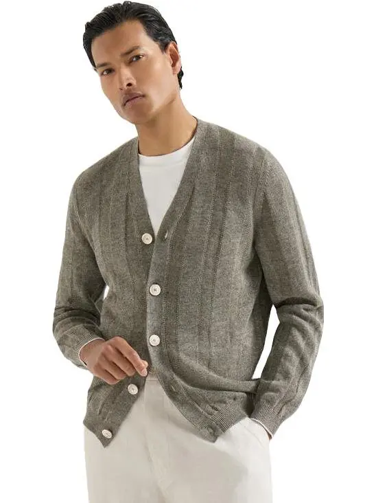 Brunello Cucinelli Linen And Cotton Cardigan - Olive