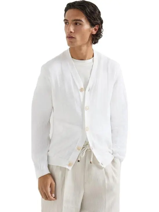 Brunello Cucinelli Linen And Cotton Cardigan - White