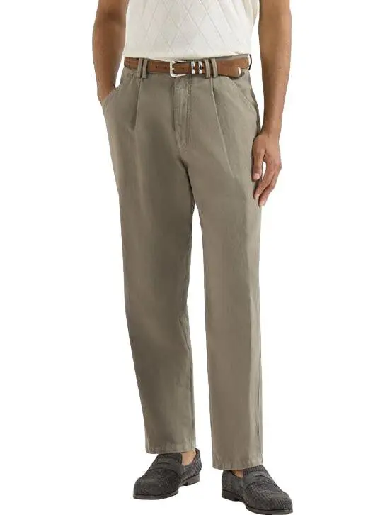 Brunello Cucinelli Garment-dyed Trousers - Military