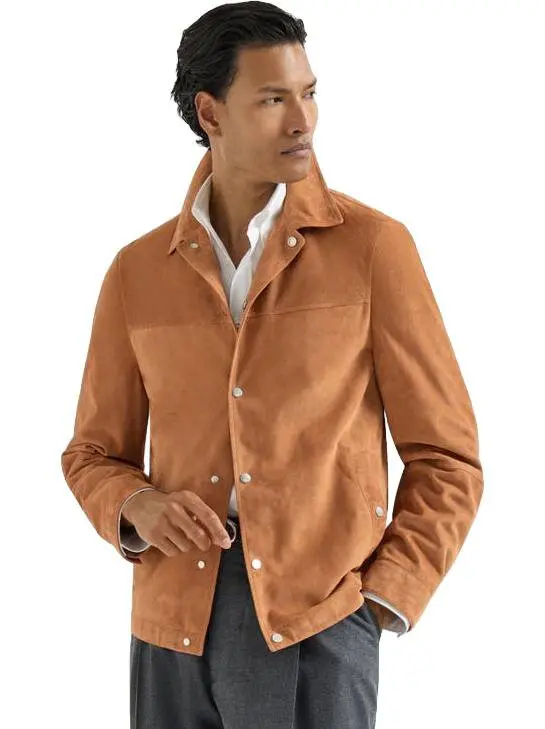 Brunello Cucinelli Suede Shirt Jacket - Cognac