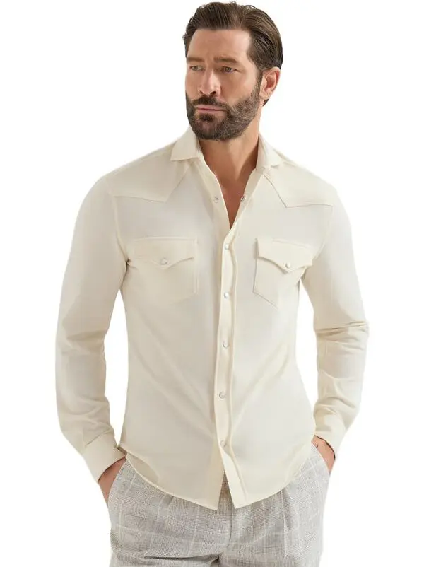 Brunello Cucinelli Cotton Piqué Western Shirt - Ginger