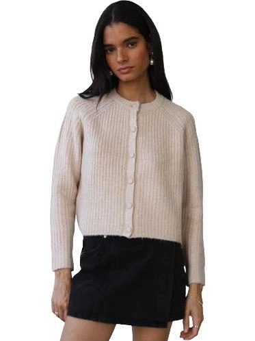 Callahan Cardigan With Covered Buttons And Raglan Sleeves - Lichen