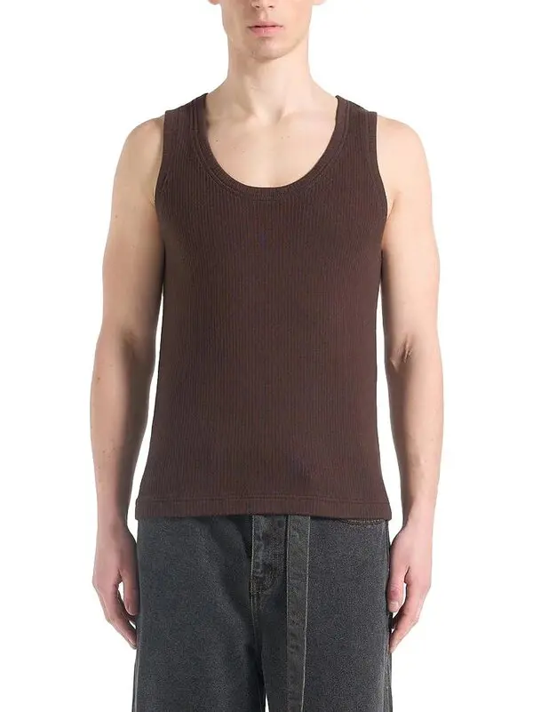 Manière De Voir Ribbed Cotton Vest - Brown