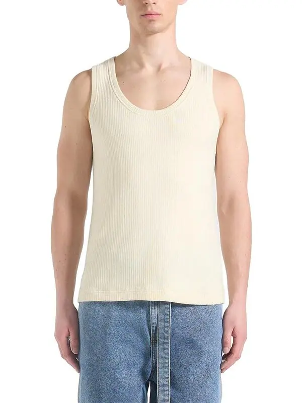 Manière De Voir Ribbed Cotton Vest - Cream