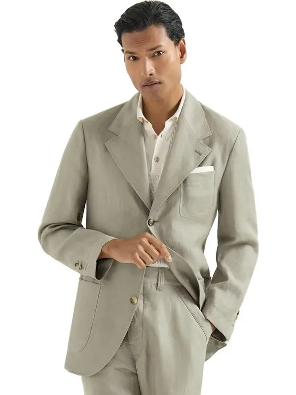 Brunello Cucinelli Chevron Unlined Blazer - Sage