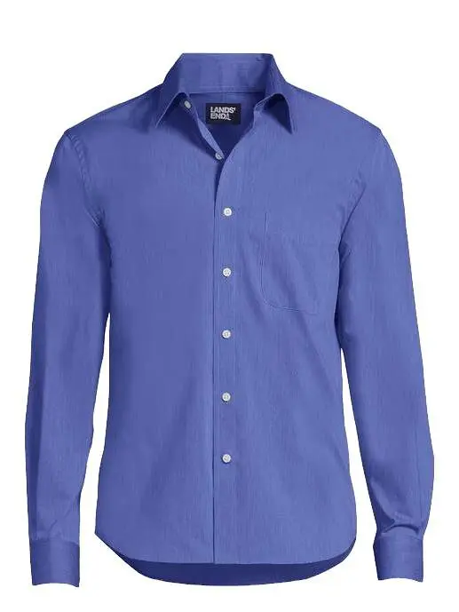 LANDS' END Long Sleeve Stretch Coolmax Shirt - French Blue