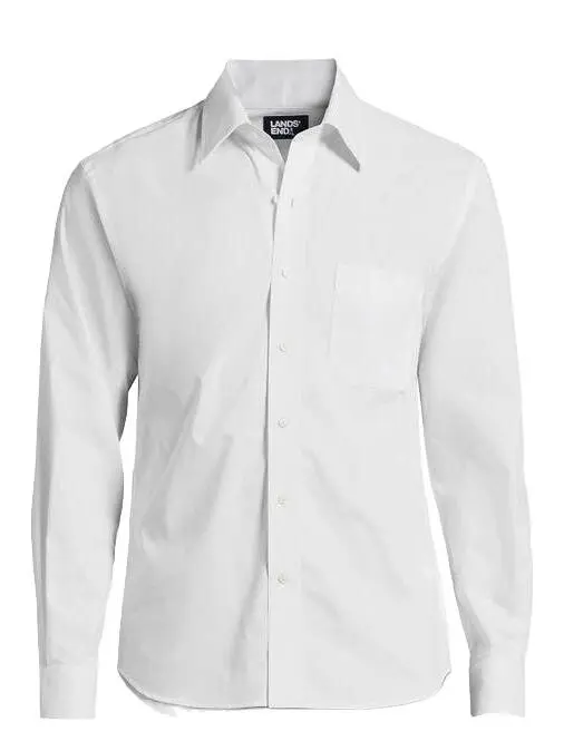 LANDS' END Long Sleeve Stretch Coolmax Shirt - White