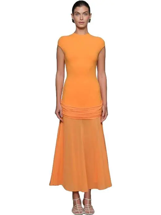 ET OCHS Nola Knit Combo Dress - Tangerine