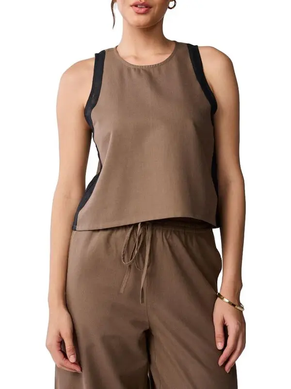 REISTOR Sleeveless Colorblock Top - Brown