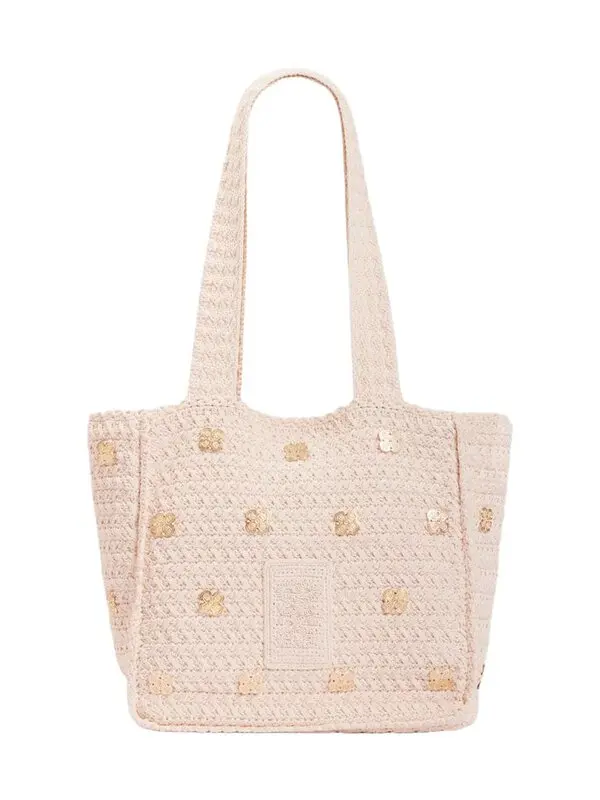 Sandro Crochet Bag With Tassels And Magnetic Fastening - Ecru