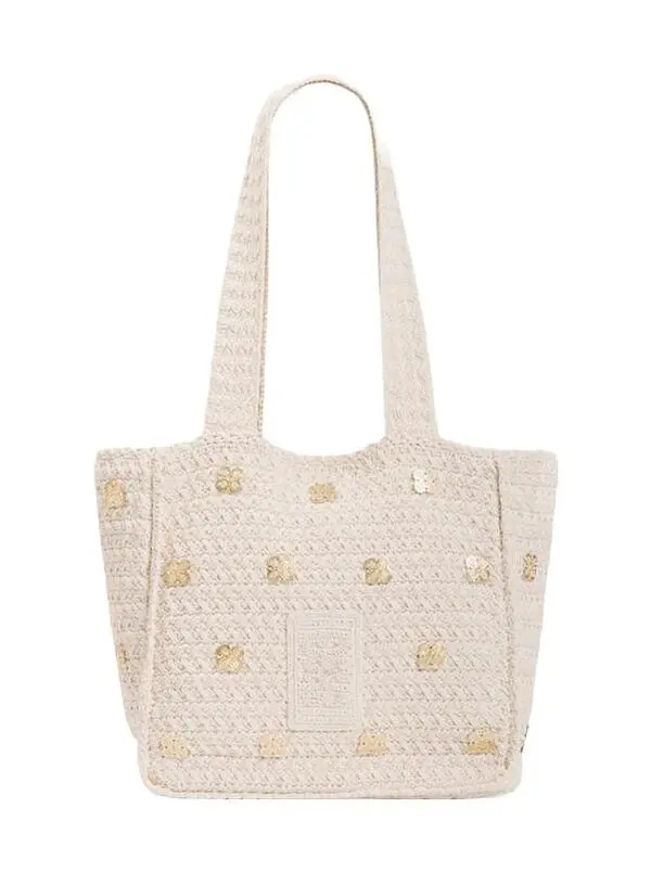 Sandro Crochet Bag With Tassels And Magnetic Fastening - Ecru