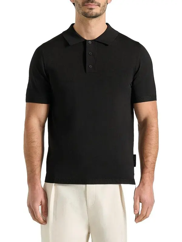 Manière De Voir Bryn Luxe Knitted Polo Top - Black