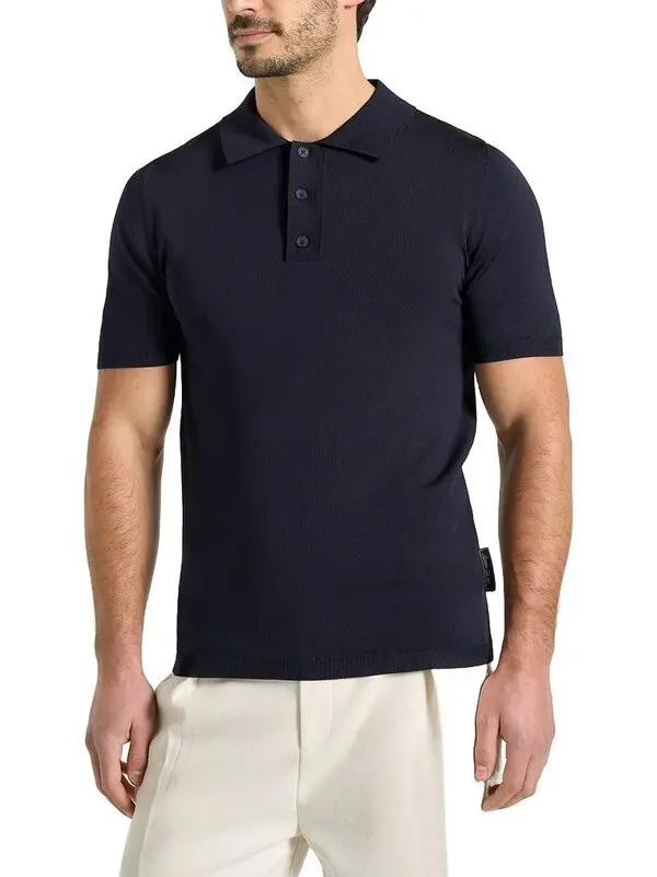 Manière De Voir Bryn Luxe Knitted Polo Top - Navy