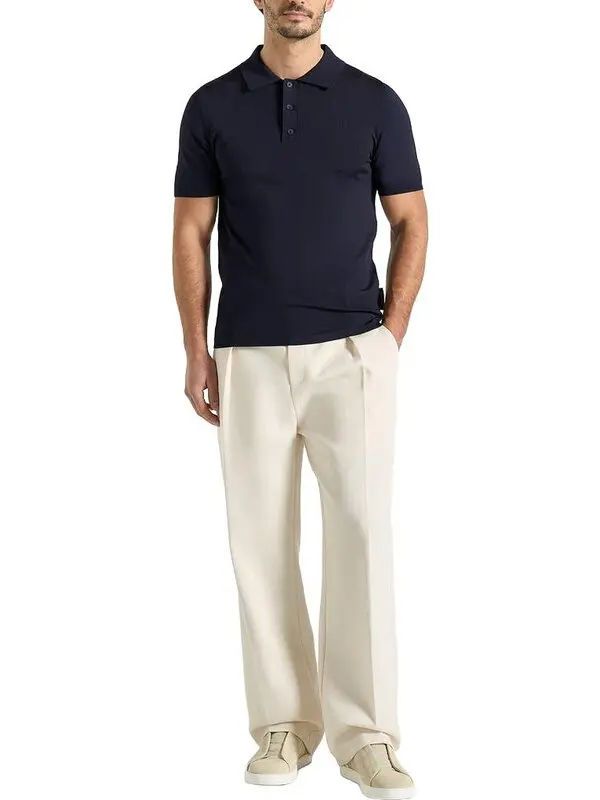 Manière De Voir Bryn Luxe Knitted Polo Top - Navy
