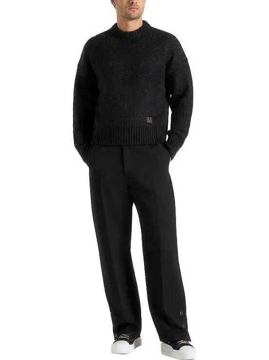 Manière De Voir Brushed Knit Jumper With Embroidered Slogan - Black