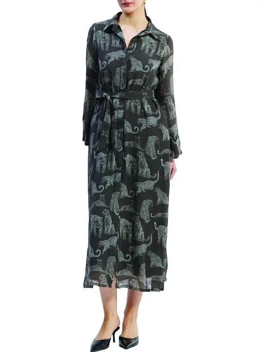 REISTOR Relaxed-fit Printed Shirt Dress - Black