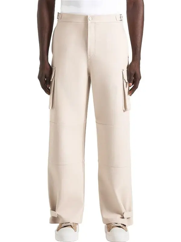 Manière De Voir Mathis Twill Signature Wide Leg Cargo Trousers - Beige