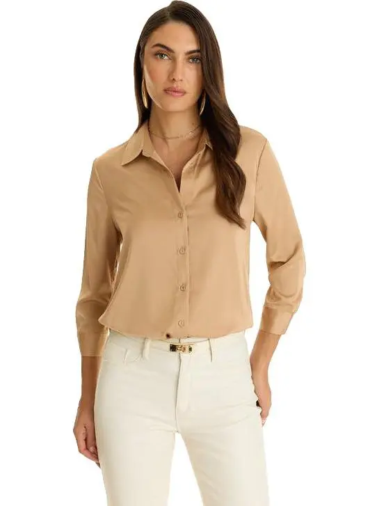 THE NOLI SHOP Sara Silk Blouse - Mocha