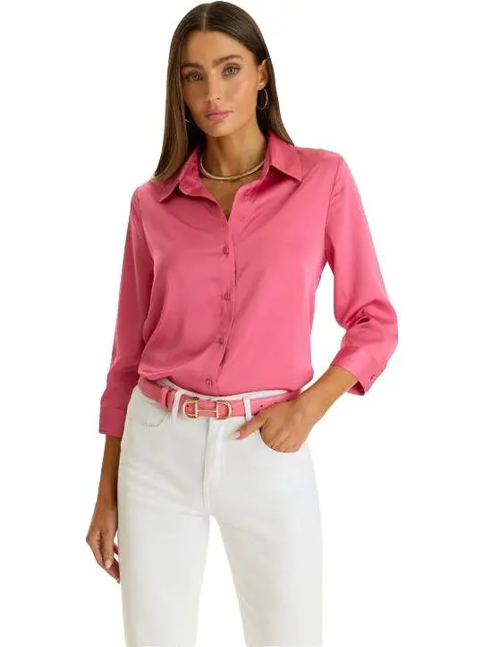 THE NOLI SHOP Sara Silk Blouse - Pink