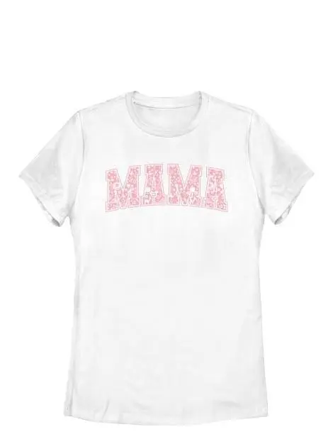 Disney Mama Collegiate Items Pattern Graphic T-shirt - White