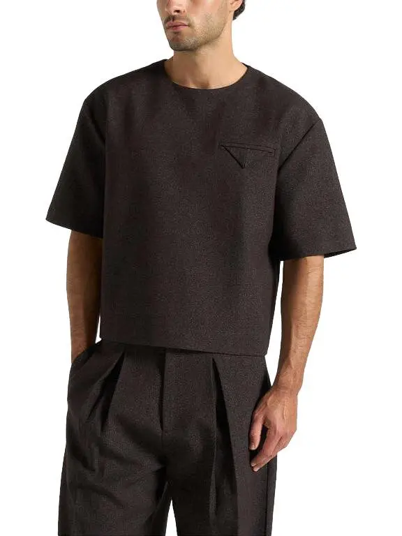 Manière De Voir Leon Boxy Cropped Hatched T-shirt - Brown