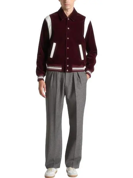 Manière De Voir Velvet & Satin Varsity Jacket - Wine