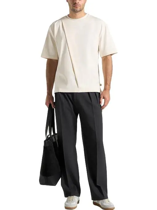 Manière De Voir Hugo Relaxed Fit Cotton T-shirt With Pleat - Cream