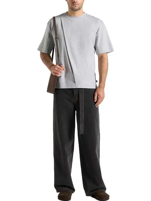 Manière De Voir Hugo Relaxed Fit Cotton T-shirt With Pleat - Grey