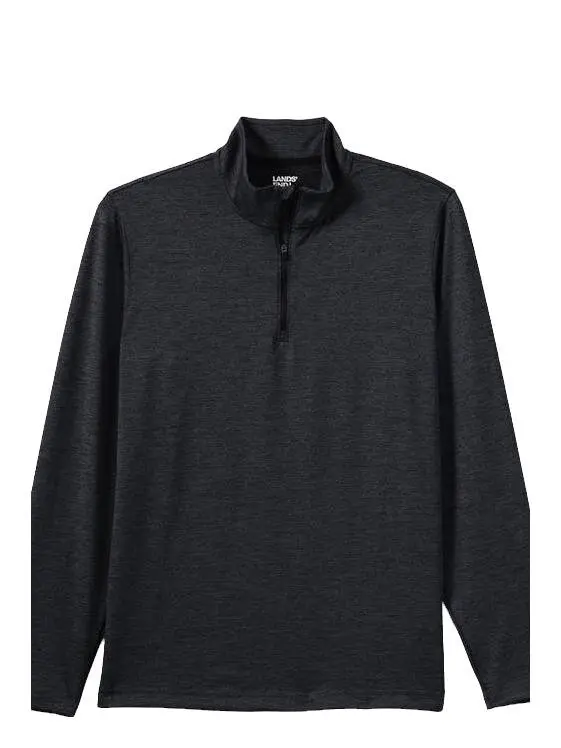 LANDS' END Rapid Dry Space Dye Quarter Zip Pullover - Black Space Dye
