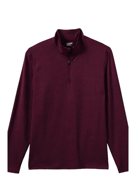 LANDS' END Rapid Dry Space Dye Quarter Zip Pullover - Burgundy Space Dye