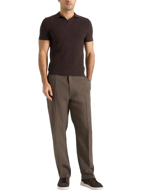 Manière De Voir Rowen Textured Knit Revere Polo Shirt - Brown