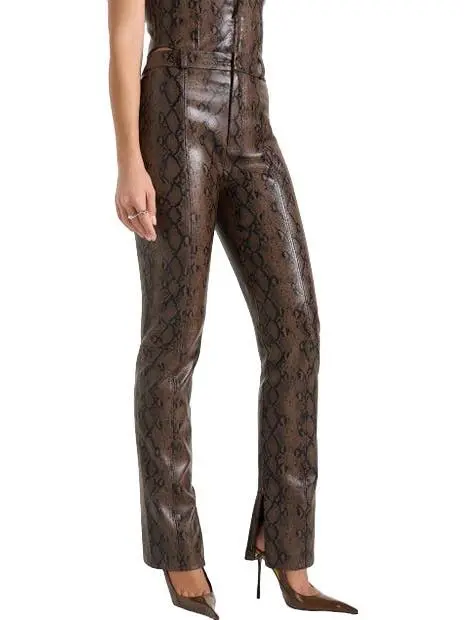 Manière De Voir Lucia Python Straight Leg Trousers - Brown