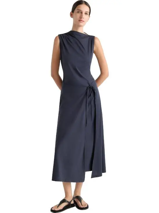 Modern Citizen Amelia Asymmetric-neck Wrap Maxi Dress - Navy