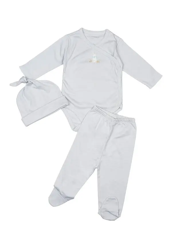 WILD WAWA Pima Embroidered Bundle Set - Blue Bunny