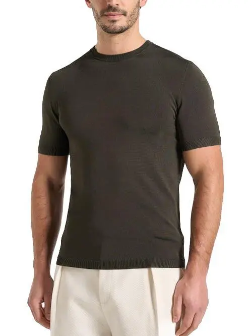 Manière De Voir Ellis Luxe Knitted T-shirt - Olive