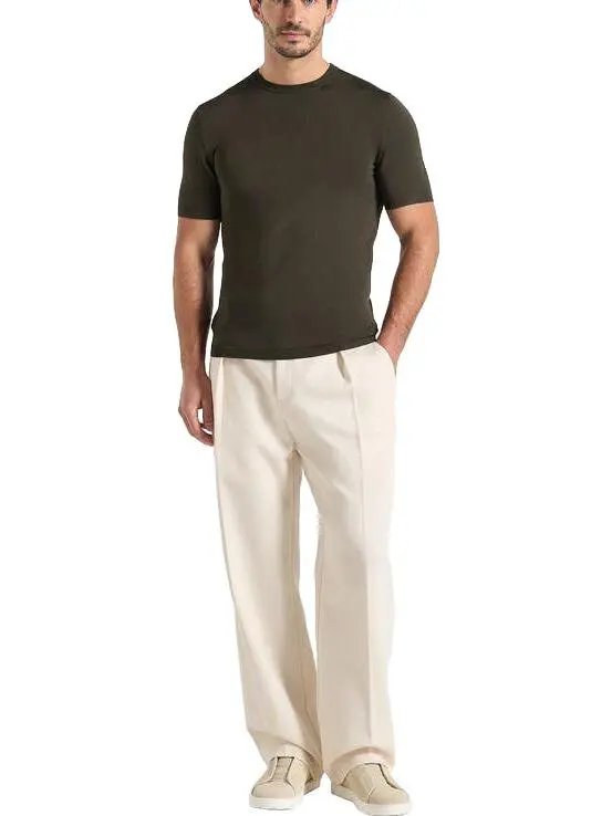Manière De Voir Ellis Luxe Knitted T-shirt - Olive