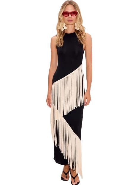 SIMONMILLER Spiral Knit Dress - Black/macadamia