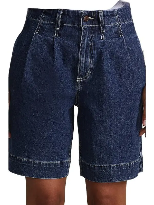 LANDS' END High-rise Pleated Trouser Shorts - Crawford Wash