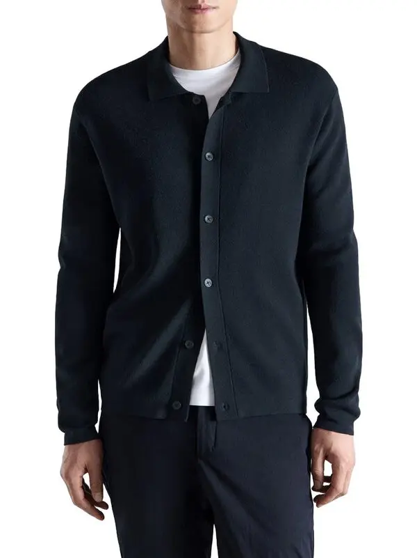 Mango Fine Knit Comfort Stretch Cardigan - Navy