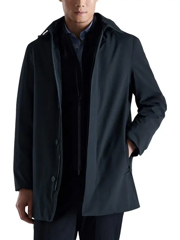 Mango Packable Water-repellent Parka - Navy