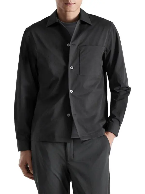 Mango Woven Overshirt - Dark Heather Grey
