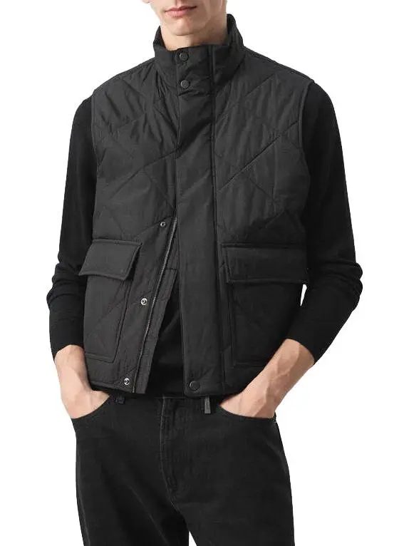 Mango Quilted Water Repellent Vest - Black