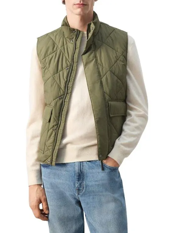 Mango Quilted Water Repellent Vest - Olive Green