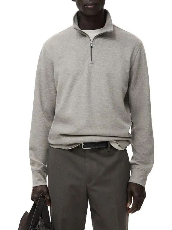 Mango Regular Fit Quarter Zip Pullover - Greige