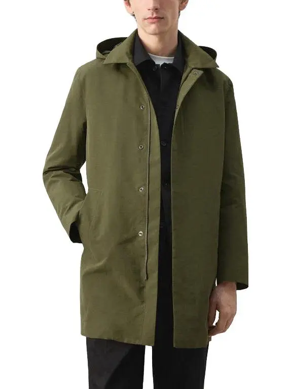 Mango Water Repellent Parka With Removable Hood - Olive Green